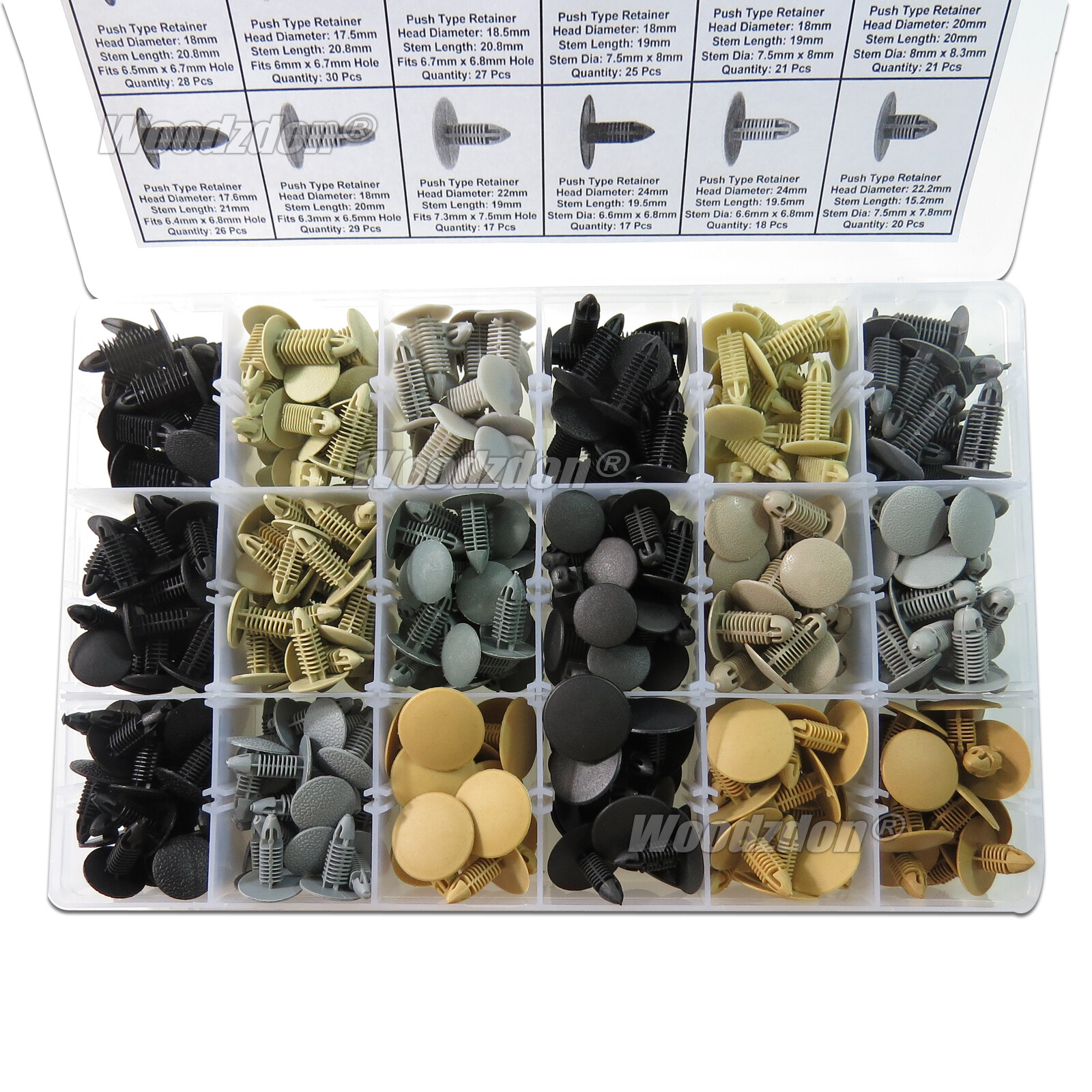 389 Clips Push In Fastener Retainer Assortment Kit Universal Fit | eBay