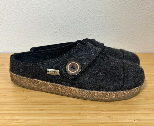 Haflinger Women's Hanna Wool Clogs Slippers 40 US 9 Charcoal Gray Button Slip On | eBay