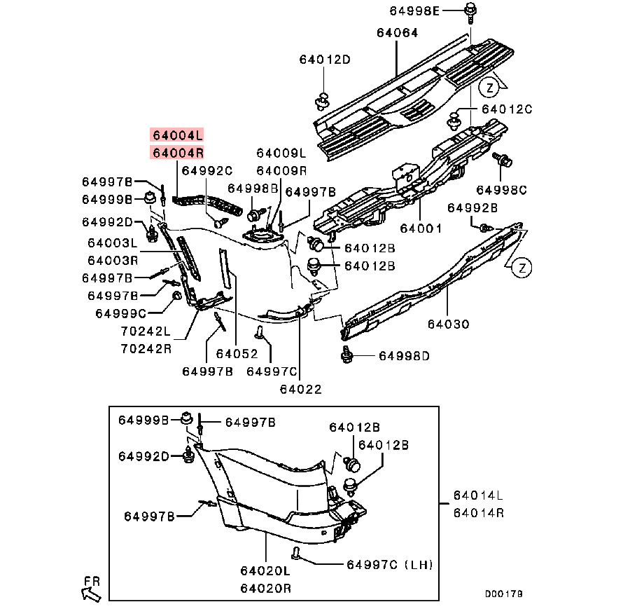BUMPER TO BODY BRACKETS REAR 6410A188 MITSUBISHI PAJERO SHOGUN V95W MK4 ...