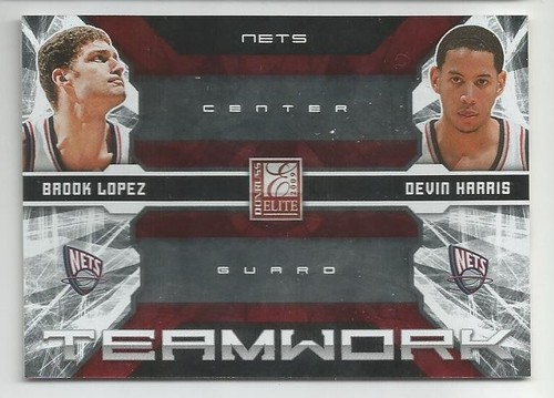 2009-10 Donruss Elite Teamwork Combos Red Brook Lopez Devin Harris #'d ...