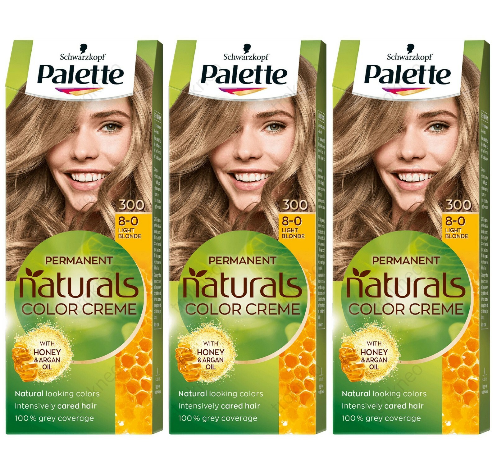 3pcs Schwarzkopf PALETTE NATURALS 300 (8-0) Light Blonde Shade Color ...