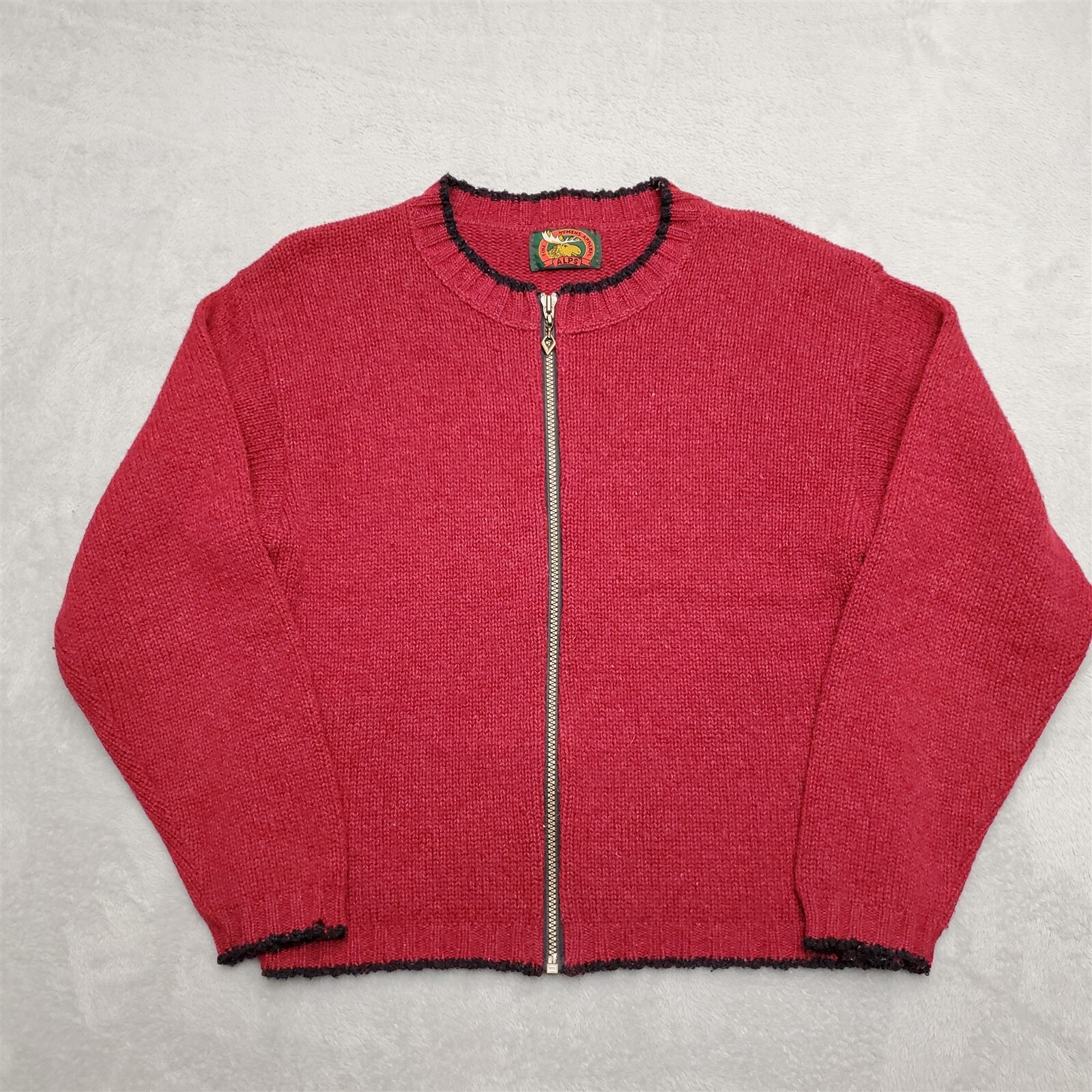Vintage Alps Sweater Womens Small Red Knit 85% Wool Blend Casual Made ...