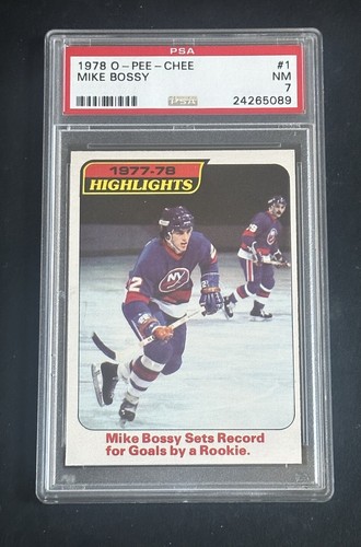 1978 O-Pee-Chee OPC Hockey #1 Mike Bossy Rookie Goals PSA 7 Nm Rc Ny ...