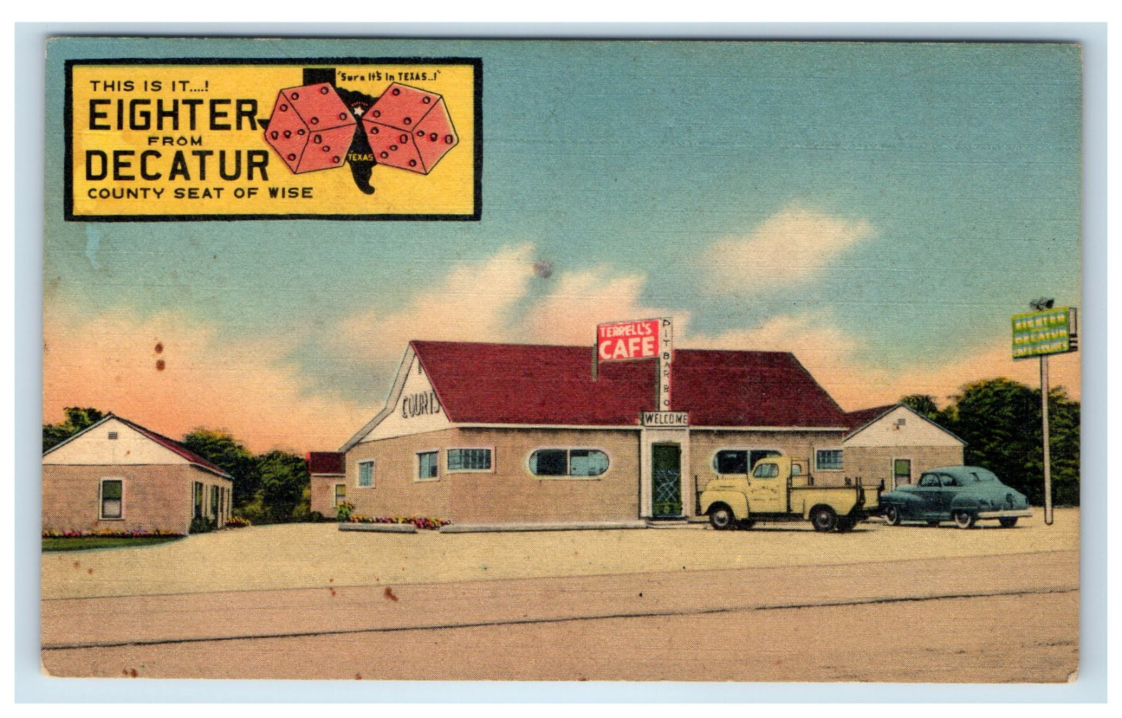 c1940s Dice, Texas Map, Eighter From Decatur, Decatur Texas TX Postcard ...