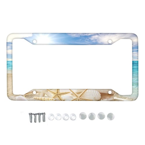 Beach Ocean License Plate Frame4 Holes Metal Licenses Plate Cover With ...