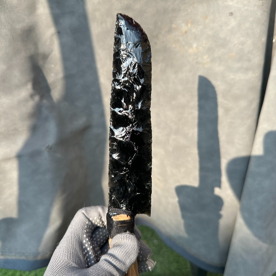 114g Black Obsidian Crystal Knife With Solid Wood Handle | eBay