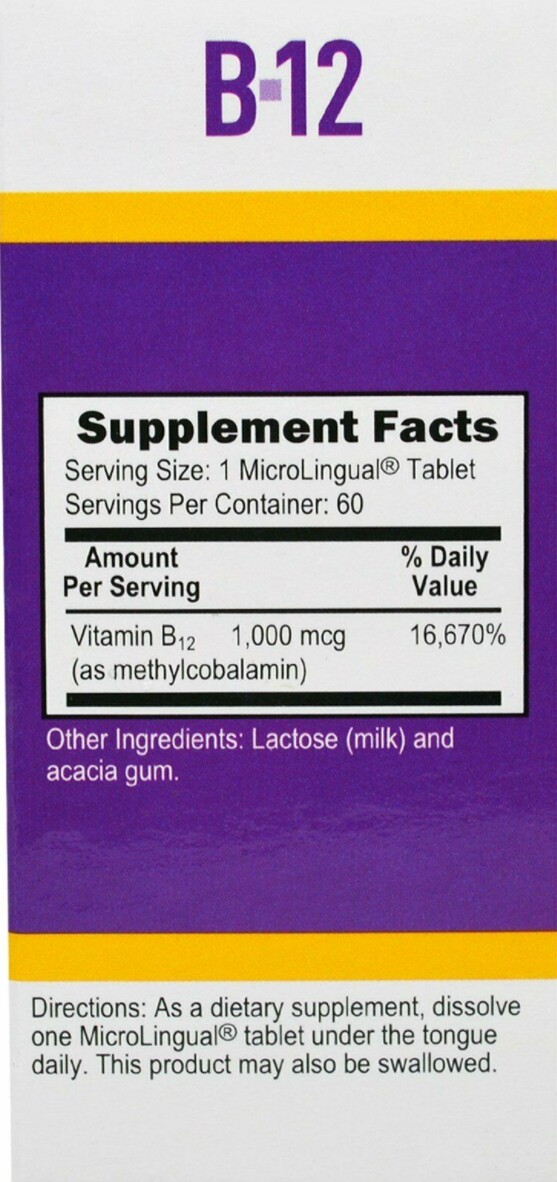 Nature’s Own Vitamin B12 Tablets - 60 Count 9316090023906 | eBay