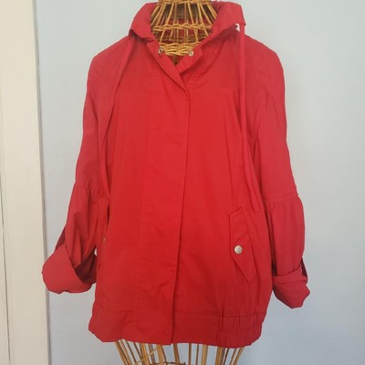 Lightweight Bright Red Spring Coat / Jacket Hood - Lana Sport Sz 8 & 16 ...