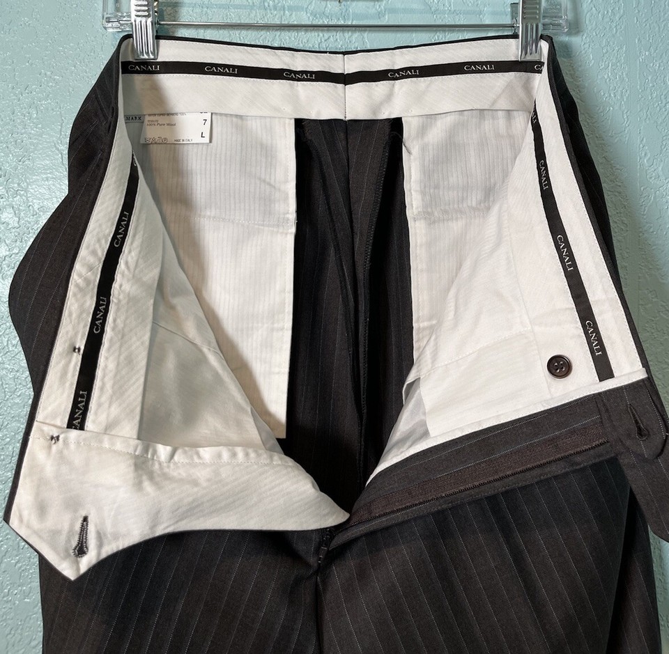 CANALI Blue Label Gray Pinstripe Wool 2Btn 2V Suit US 42 L Pants 34x32 ...
