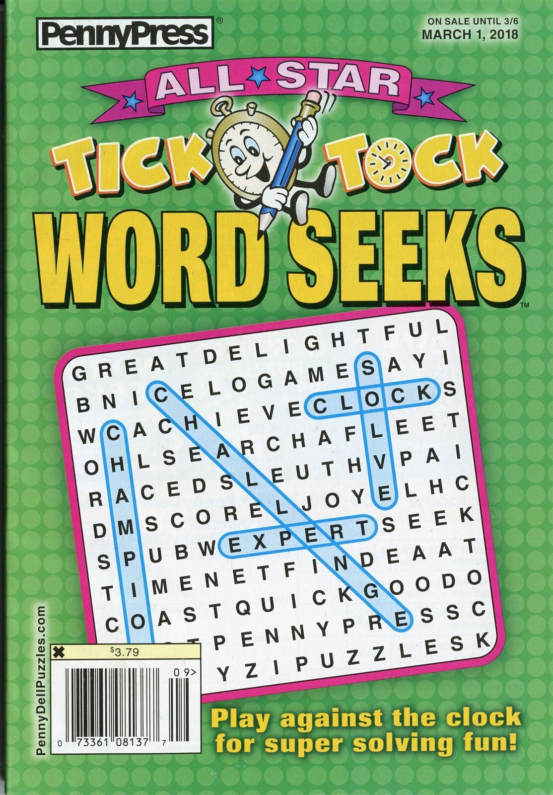 PENNYPRESS ALL STAR TICK TOCK WORD SEEKS PUZZLES 2018 MARCH | eBay