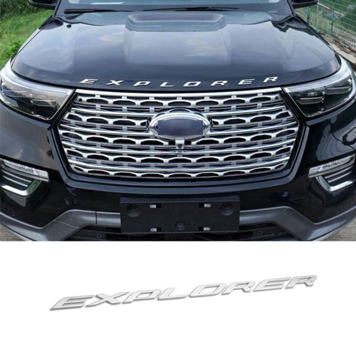 For Ford Explorer 2011-2019 Matte Silver Front Hood EXPLORER Emblem ...