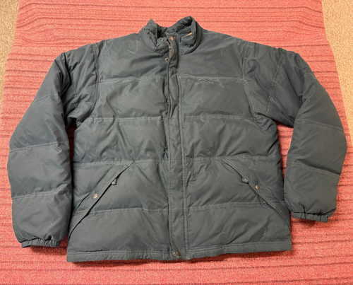 MENS USED EDDIE BAUER BLUEISH GREEN 650 DOWN PUFFER COAT JACKET SIZE XL ...