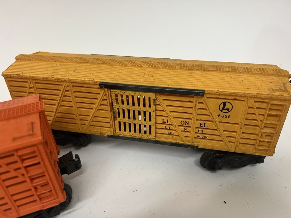 Lionel 6656 Stock Car Lot with Box Vintage Train Cars Lot Of 3 Orange ...