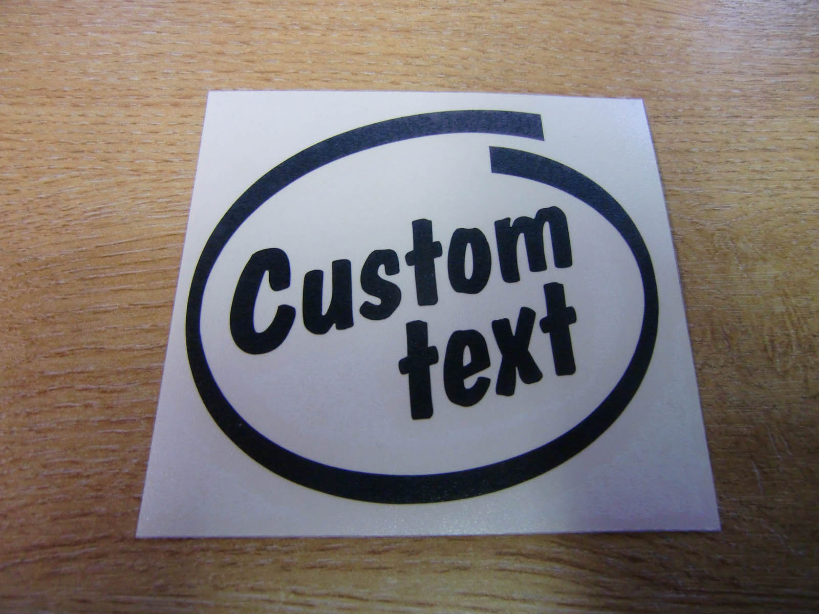 Custom "Intel Inside" style decal PERSONALISED text - cut vinyl sticker ...