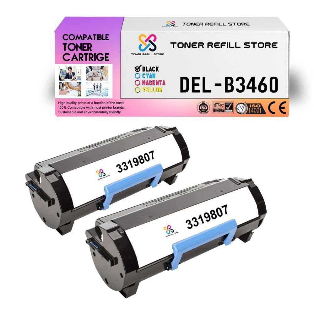 2Pk TRS 3319807 Black Compatible for Dell B3460 B3460DN Toner Cartridge ...