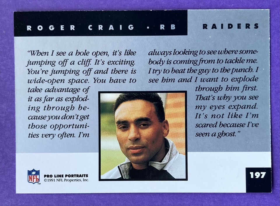 1991 Pro Line Portraits Roger Craig #197 Football Card Los Angeles ...