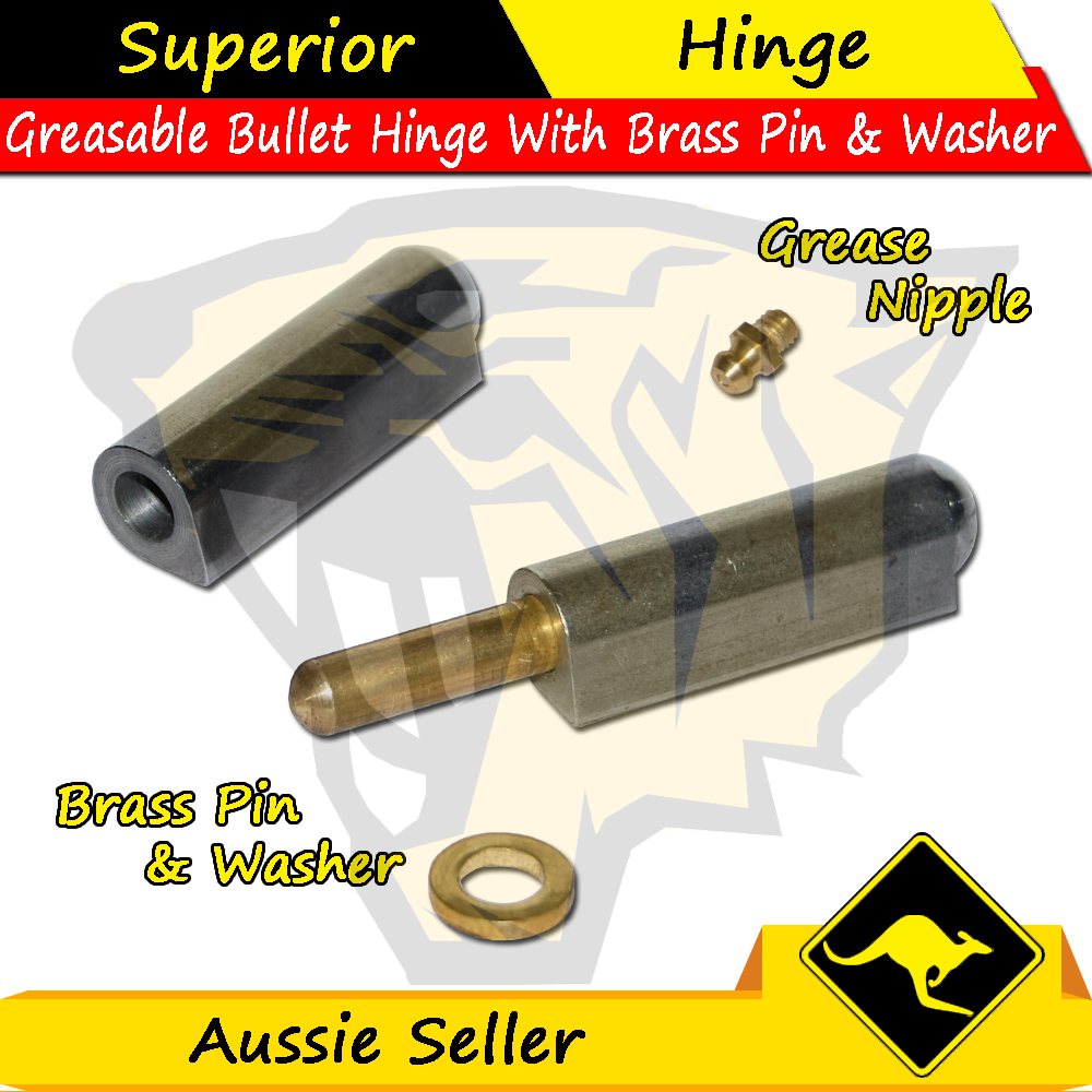 2PCS 100mm x 16mm Mild Steel Greasable Bullet Hinges With Brass Pin ...