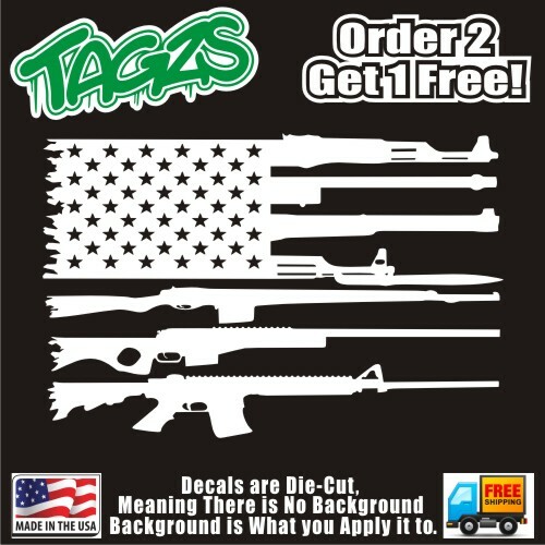 Rifle NRA Flag Patriotic DieCut Vinyl Window Decal Sticker Car Truck ...