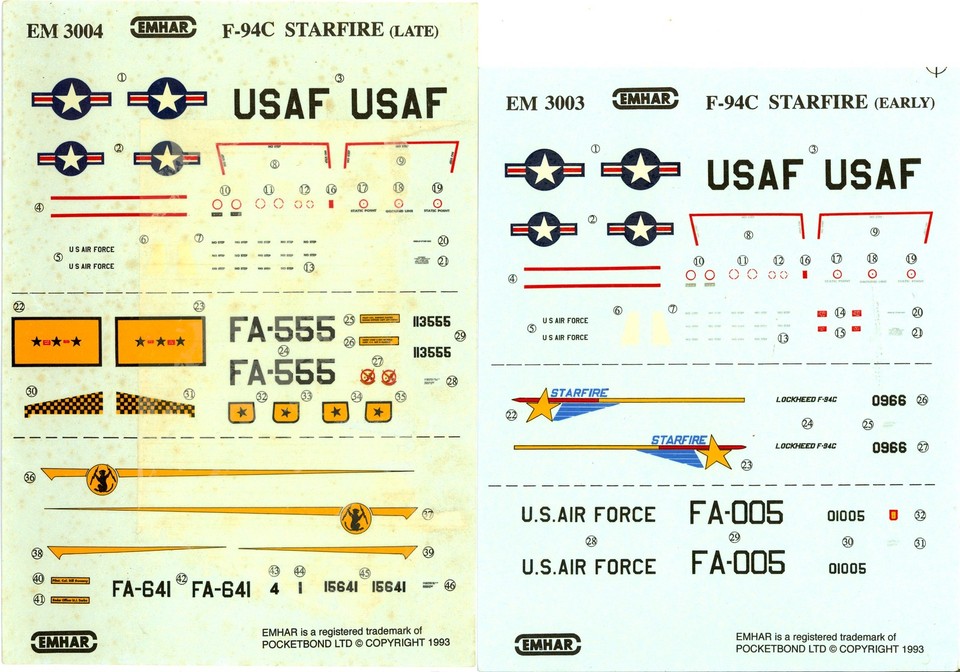 TWO (2) Emhar Models 1/72 LOCKHEED F94C STARFIRE Jet Fighters BAGGED ...