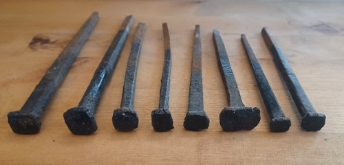 Lot of 8 Antique Hardware Hand Forged Steel Square Cut Rustic Nails 5 ...