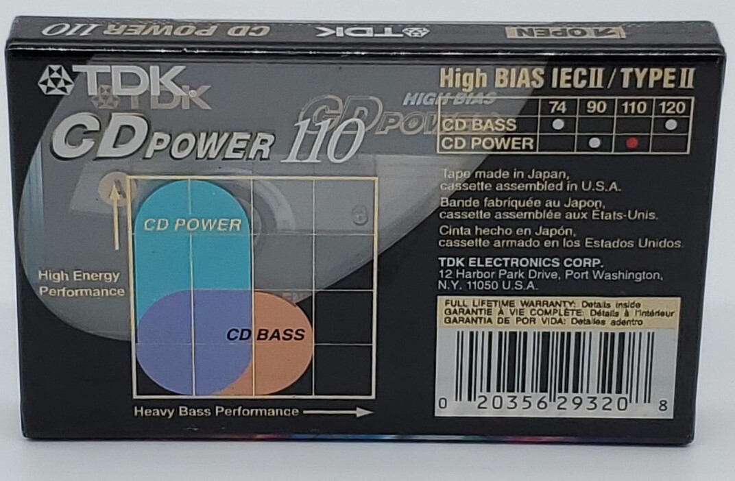 3 TDK Blank Cassette Tapes in Wrapper CD Power 110 High Bias Type II ...