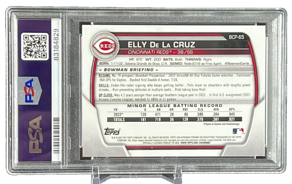 2023 Bowman Chrome Mega Box Mojo Refractor Elly De La Cruz #BCP-65 PSA ...
