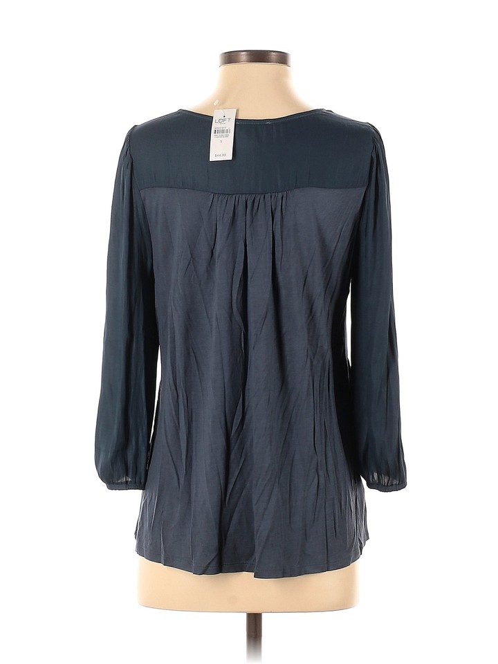NWT Ann Taylor LOFT Outlet Women Blue 3/4 Sleeve Top S | eBay