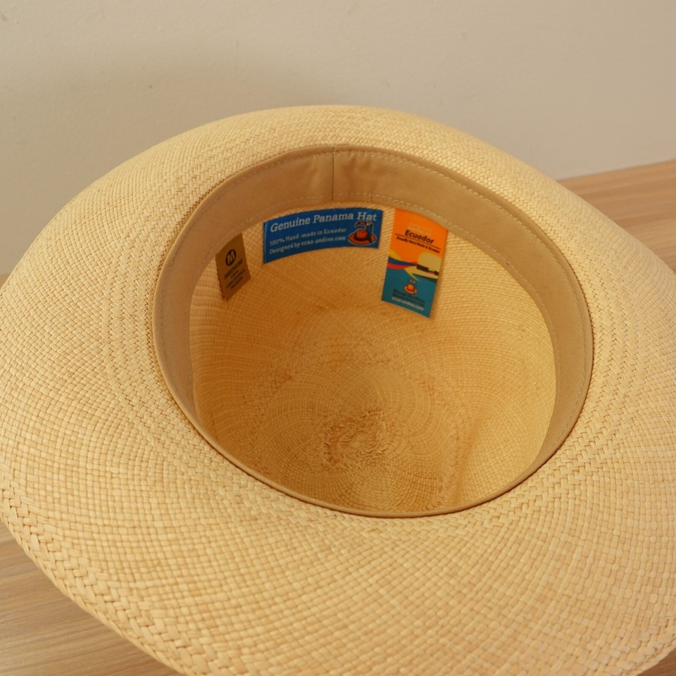 Genuine Panama Hat Mens M Natural Classic Beige Straw Montecristi ECUA ...