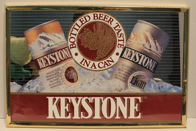 Keystone Beer "Bottled Beer Taste In A Can" Framed Mirror Bar Pub Sign ...