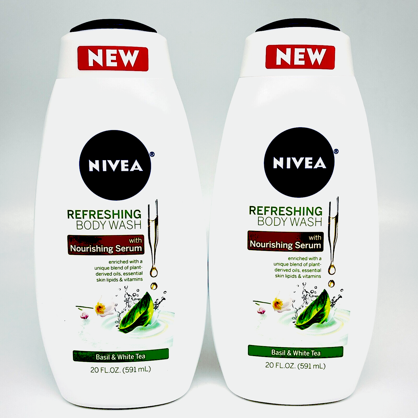 Nivea Refreshing Body Wash Basil & White Tea Botanical Blossom 2PK x 20 ...