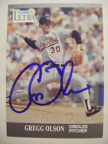 GREGG OLSON signed ORIOLES 1991 Fleer Ultra baseball card AUTO AUBURN ...