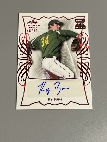 Ky Bush 2021 Leaf Trinity Baseball /50 Red Auto BA-KB1 Los Angeles ...