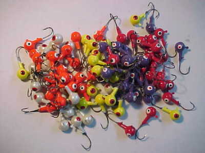 100 NEW LEAD HEAD JIG HEADS 3/8 OZ. 1/0 hooks WALLEYE JIGS ASSORTMENT ...