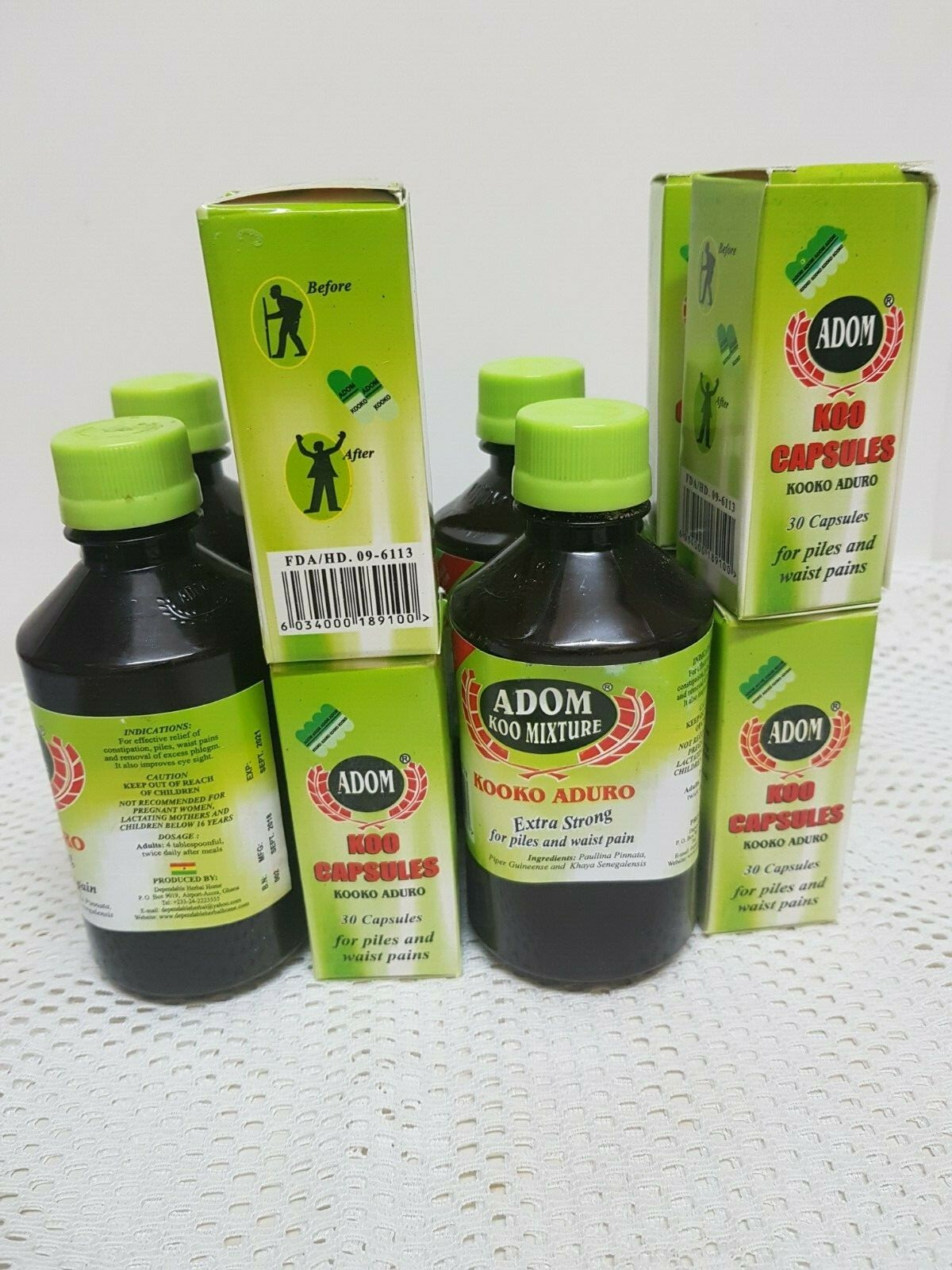 Adom Koo Mixture and Capsule Detoxifier,Colon Cleanser For Piles, Waist ...