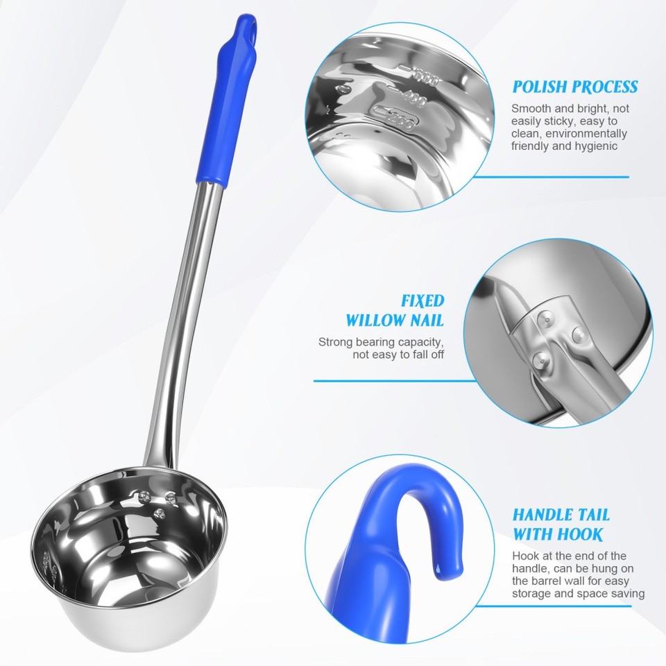 Long Handle Stainless Steel Ladle Ladles for Kitchen Use Spoons Cooking ...