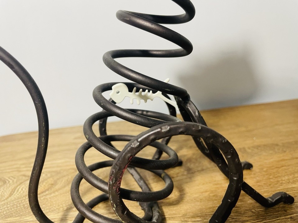 Partylite Halloween Votive Candle Metal Skeleton Black Cat With Fish In ...