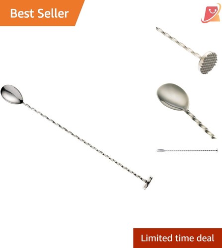 Muddle Bar Spoon Stainless Steel 11.8" Twisted Design Cocktail Mixing ...