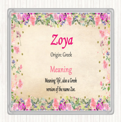 Zoya Name Meaning Drinks Mat Coaster Floral | eBay UK