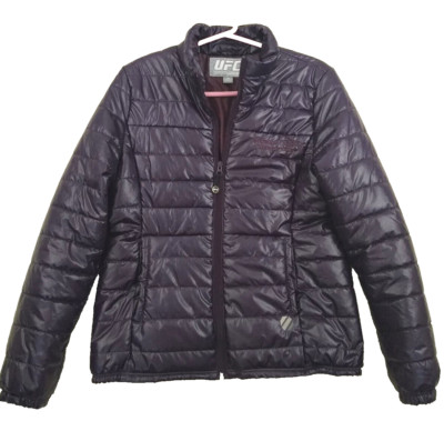 Womens UFC Puffer Jacket Medium size Eggplant Purple Full Zippered ...