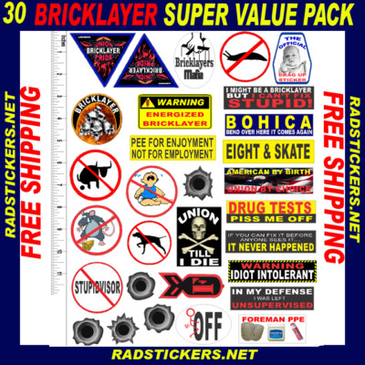 BRICKLAYER, 30 Assorted bricklayer stickers value pack SH-10 | eBay