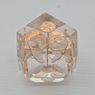 Acrylic Penny Paperweight Suspended In Resin coin geometric 1972 ...