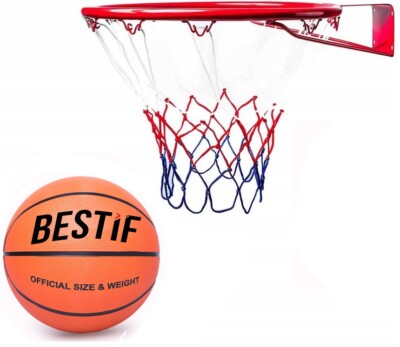 Basketballkorb Basketball HangRing + Ball Basketballring Korb Netz Set ...