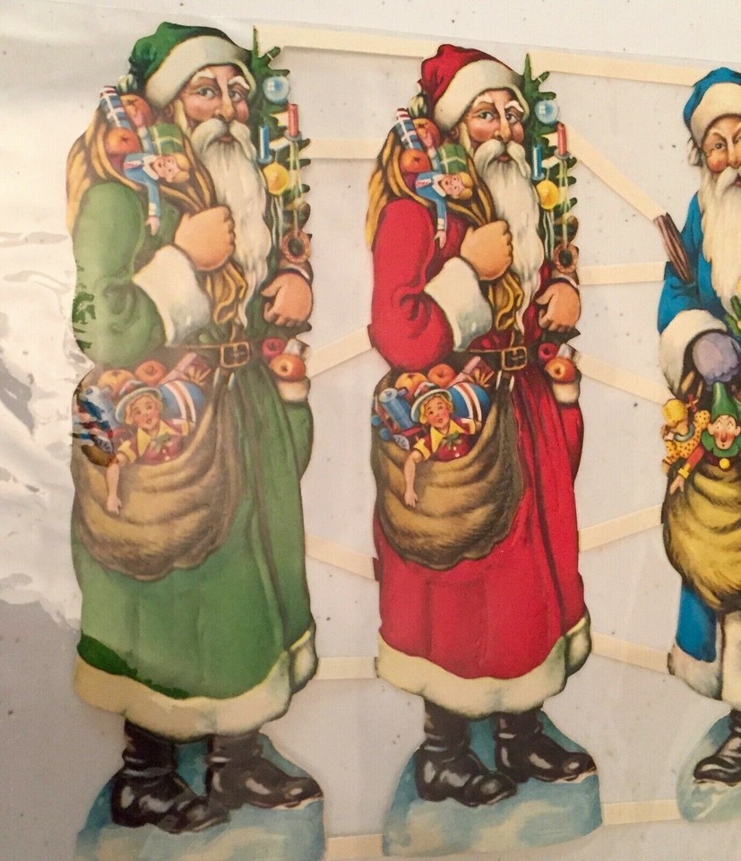 Victorian die cut Santa Claus Set of 4 Die Cut Santa Figures | eBay
