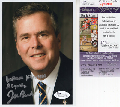 JEB BUSH authentic hand signed 5x7 color photo WARM FLORIDA REGARDS JSA ...