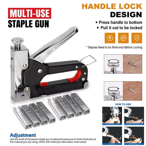 Staple Gun Heavy Duty Tacker Upholstery Woodworking + 1000 Staples ...