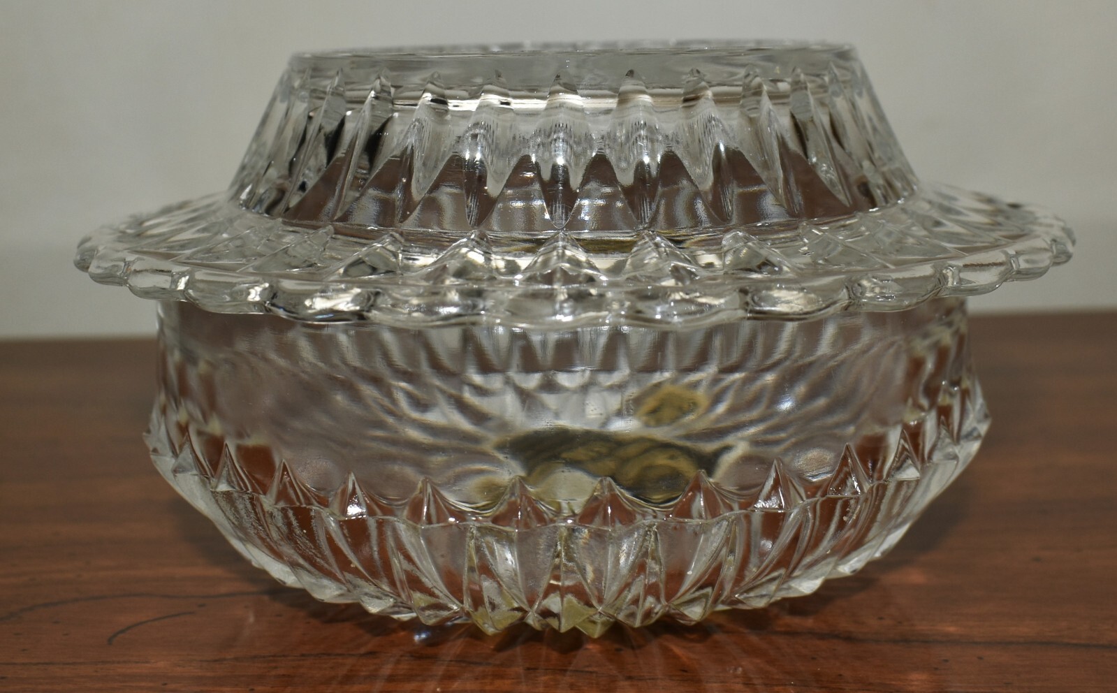 Vintage Hand Cut English Lead Crystal Covered Candy Butter Dish Brama ...