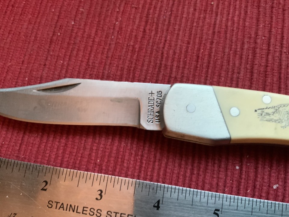 Schrade USA Scrimshaw Lockblade Knife, LB 7 size SC705 Bear And Fish | eBay