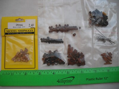 Lot of MANY Wood Metal Pieces, Deadeye Blocks, Fittings, Model Ship ...