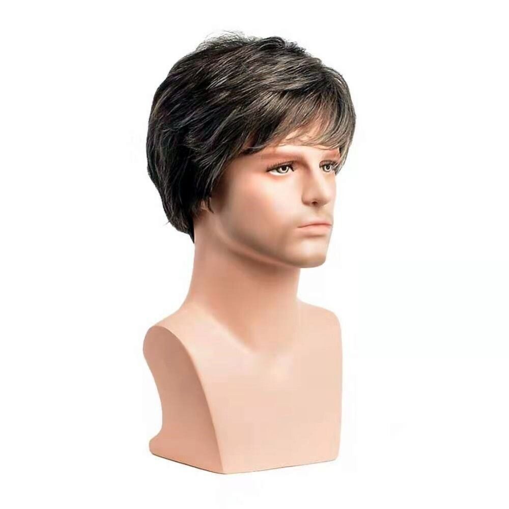 Old Men's Wig Fake Hair Synthetic Grey Hair Natural Daily Use Short ...