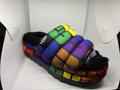 UGG MAXI PRIDE SLIDE WOMEN SHOE RAINBOW LOGO US 7 /UK 5 | eBay